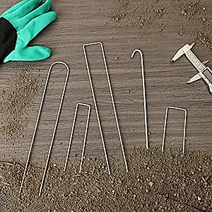 Whonline 100pcs Landscape Staples 6 Inch 11 Gauge Heavy Duty Galvanized Garden Stakes, Drip Irrigation Stakes for Securing Irrigation Tubing Fabric Weed Barrier Ground Sheets
