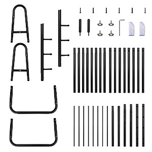 Fishat Heavy Duty Strong Black Garment Rack Clothing Hanging Clothes, 16" D x 41" W x 66" H with 6 Display Hooks, Freestanding Bottom Shelves Shoes Organization, Bedroom Living Study Room Entryway