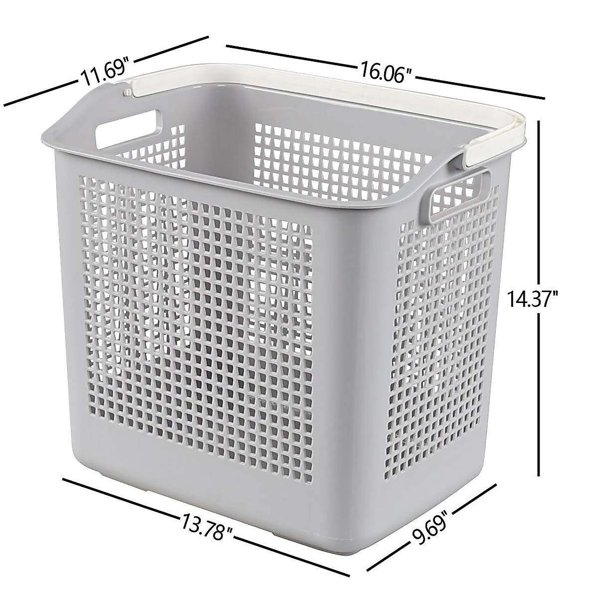 Jnktka 4-Pack 35 L Plastic Laundry Storage Basket, Laundry Hamper Basket with Handle, Gray