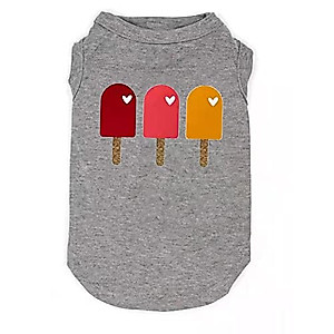 Futmtu Funny Popsicle Dog Shirts Cute Dog Clothing Printed Puppy Shirt Pet T-Shirt for Small Large Dog Summer Gift for Dog Cat (Large, Grey)