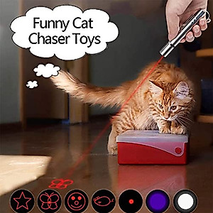 Cat Toys,Laser Pointer Cat Toy,Cat Pointer Toy,Long Range 7 Modes Lazer Projection Playpen for Kitten Outdoor Pet Chaser Tease Stick Training Exercise,USB RechargeSmall Laser Presentation Clicker Pen