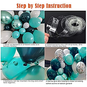 Oopat Tifanny Blue and Dark Teal Balloon Garland Arch Kit for Woodland Baby Shower Bridal Shower Birthday Wedding Balloon Wall Party Backdrop Decoration(Dark Teal)
