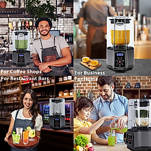 CRANDDI Smart Commercial Blender Digital Touch Screen with Removable Cover, 80oz Capacity, 3 Pre-Set Program with Smoothie, Juice, Cleaning and More, 1500W, 120V, K85TS (Grey)