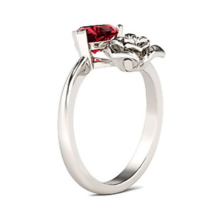 HUKQBUNX 925 Sterling Silver Personalized Rose Love red Agate Women's Fashion Diamond Setting Zircon Cubic Zircon Fashion Wedding Engagement Diamond Ring Size 6-10 (Size 10)