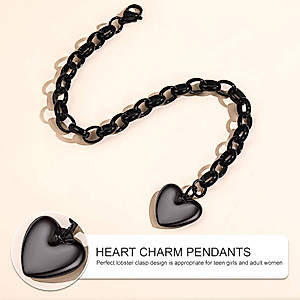 GOLDCHIC JEWELRY Black Bracelets for Women, Womens Heart Charm Bracelets Link Bracelet, Adjustable Chain Bracelet fits for 155-220mm Wrists (With Gift Box)