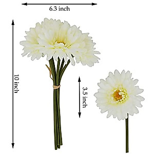 TOPIA Artificial African Daisies Flowers African Daisy Silk Flowers Artificial Gerbera Daisies Pack of 10 (White)