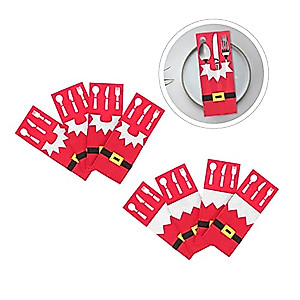 Abaodam 40 Pcs Christmas Cutlery Bag Cutlery Bags Christmas Silverware Pockets Christmas Tableware Bags Party Cutlery Holder Fork Cutter Bags Non-woven Fabric and Fork Fine