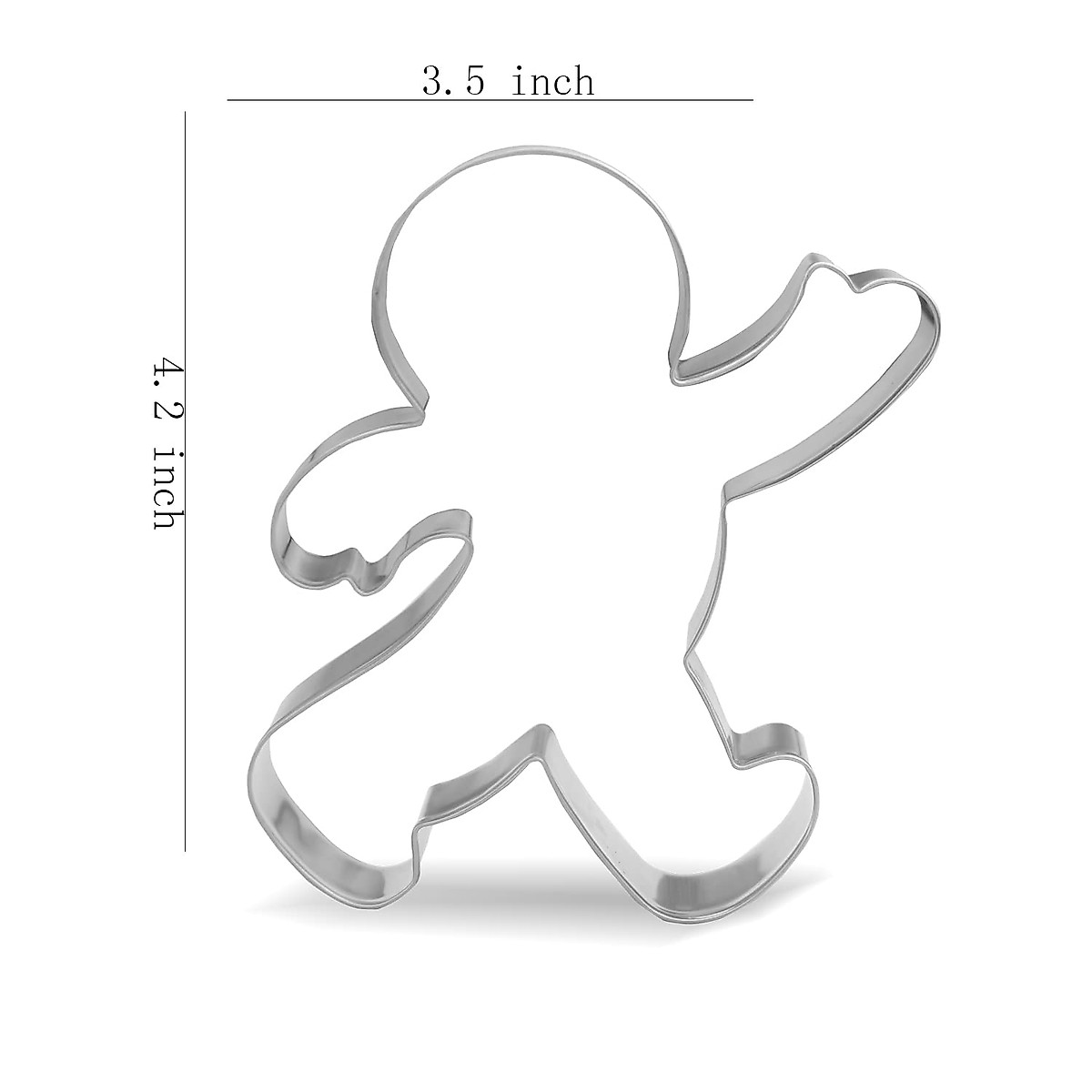 4.2 inch Christmas Waving Gingerbread Man Cookie Cutter - Stainless Steel