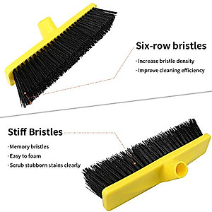 Push Broom Outdoor Indoor Broom 12" Wide,59" Long Handle with Stiff Bristles for Cleaning Scrubbing Deck Driveway Yard Patio Wood Stone Tile Floor