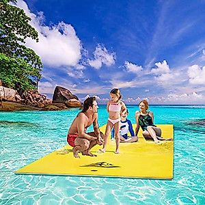 Unovivy Floating Water Mat, 12' × 6' Lily Pad Floating Mat, 3-Layer Foam Water Floating Pad for Water Recreation and Relaxing, Thick and Durable Water Activities Mat for Lake, Oceans