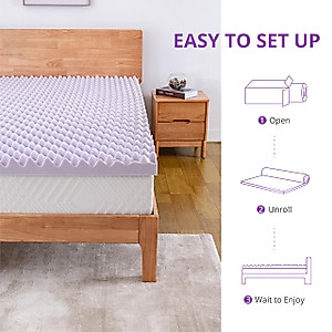 EGOHOME Egg Crate Memory Foam Mattress Topper 3 Inch Cal King, Cooling Gel Infused Foam Mattress Topper for Pressure Relief, CertiPUR-US Certified Bed Topper, Purple, 72"×84"