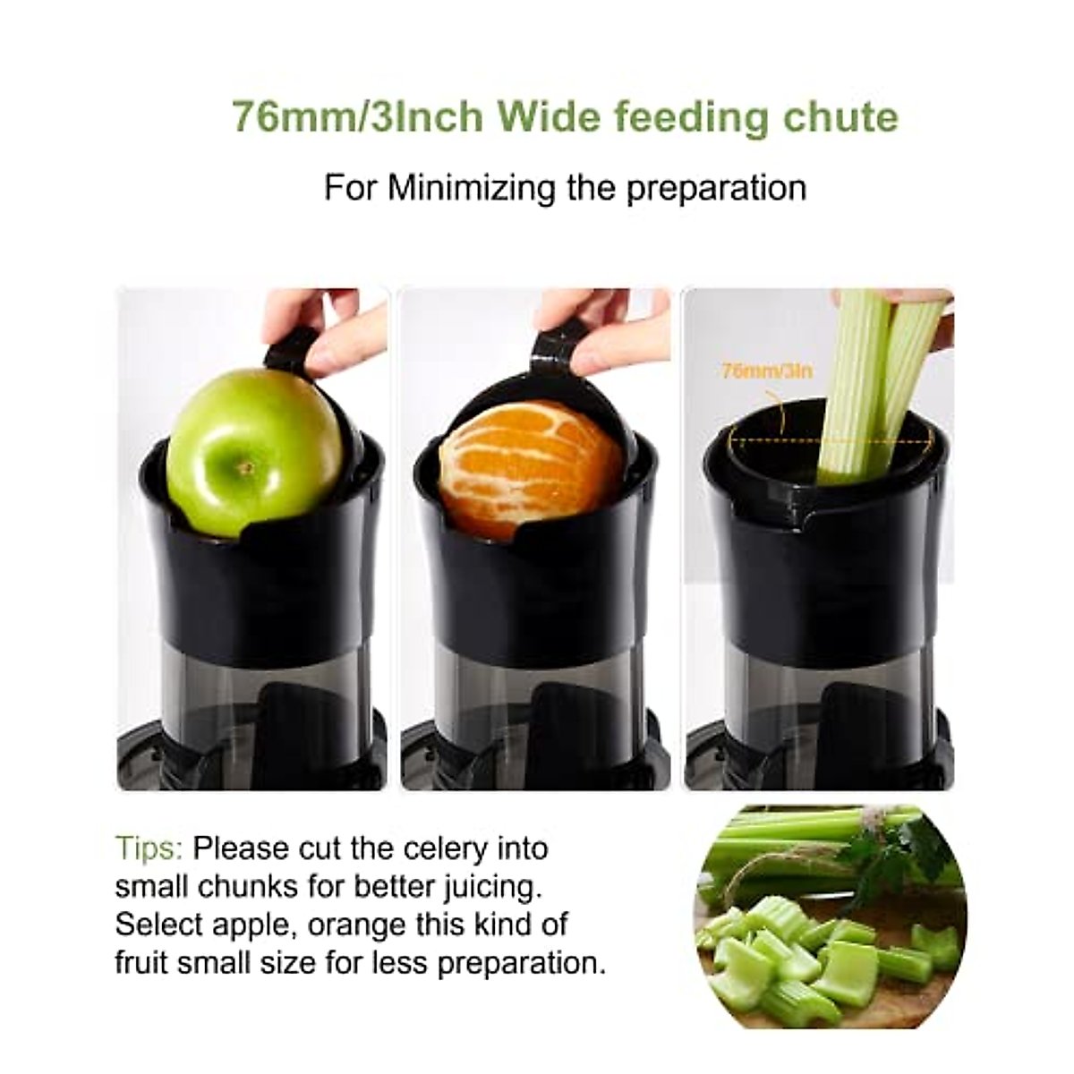 Cold Press Juicer, Qvin Slow Masticating Juicer Machines with Big Wide Chute, Nutrient Electric juicer machines Vegetable And Fruit, slow Juicer Machine BPA-Free, Easy to Clean，extractor de jugos y vegetales