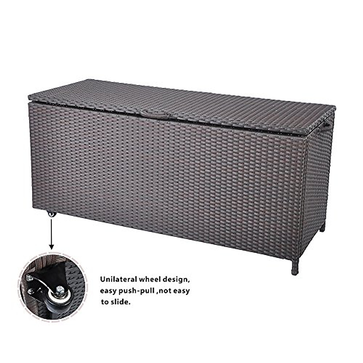 Outdoor Patio Wicker Storage Container Deck Box made of Antirust Aluminum Frames and Resin Rattan, 86-Gallon (Brown) (Large, Brown)