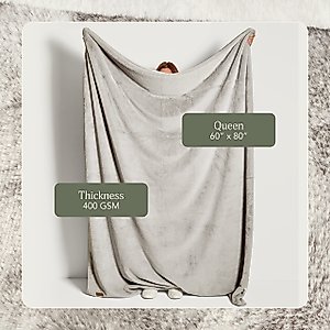 UnHide Lil’ Marsh - Faux Fur Blanket - Durable, Lightweight, Extra Soft Blanket - Machine Washable - Add a Layer of Softness to Any Bed, Couch, or Reading Chair - Greige, Medium (60" x 80")