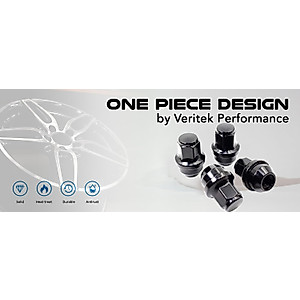 Set of 24 Veritek 14x1.5mm 13/16 Hex 1.7 Inch 44.5mm Length Black OEM Factory Style Large Acorn Seat Lug Nuts for Ford F-150 Expedition Lincoln Navigator Factory Wheels