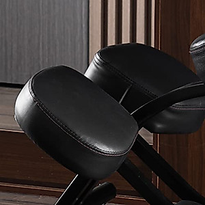 Kneeling Chair Ergonomic for Home and Office，Adjustable Saddle Chair to Improve Your Posture,Comfortable Knees and Footrest,Black,SSS-1458-2D-F