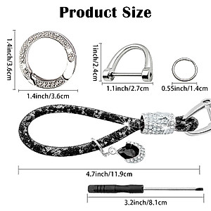 Crystal Car Keychain for Women, Fashion Keychain Accessories With Bling Rhinestones, Universal for Car Key (Black)