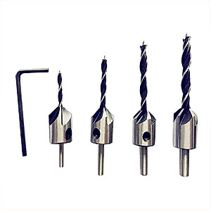 NUZAMAS 7pcs HSS Countersink Drill Bits Set Woodworking Reamer Chamfer Tool, 3-10mm Pre-Drill Counterbore Drill Bits Made for Screw