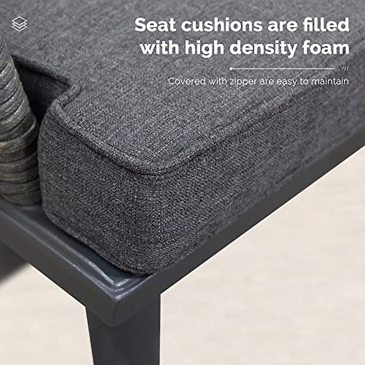 PURPLE LEAF 9 Pieces Patio Dining Sets All-Weather Wicker Outdoor Patio Furniture with Table All Aluminum Frame for Lawn Garden Backyard Deck Outdoor Dining Sets with Cushions and Pillows, Grey