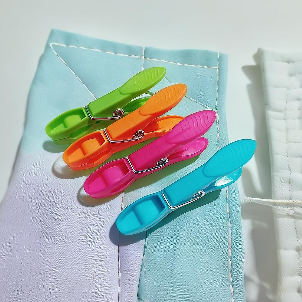 72Pcs Colorful Clothes pins, Springs Laundry ClothesPins, Plastic Air-Drying Sock Clips Closing Chip Snack Bags Clip - 2Pcs Clothes Line Outdoors 5m for Travel