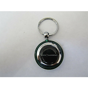 1959 - 1987 EL Camino Script Logo Emblem Round Plastic Keychain - Green