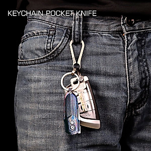 XTOUC Small Pocket Knife,1.38" M390 Steel Blade EDC Folding Knives with Button Lock Titanium Handle Knifes TD776