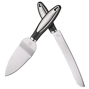 Wedding Cake Knife and Server Set, Cake Cutter And Server Spatula Set for Cakes Non Slip Rubber Handle, Serrated Stainless Steel Blade Cake Cutting Set for Weddings, Anniversaries, Birthday Parties