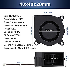 Wathai 40mm x 20mm DC Brushless Cooling Blower Fan 24V 2Pin 2 Pcs