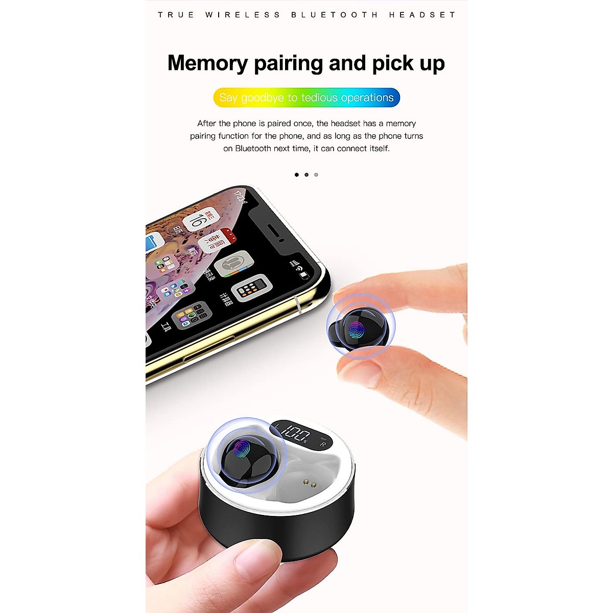 Loluka Invisible Earbuds LED Power Display Wireless Waterproof Touch Control Tiny Earbuds for Small Ears Bluetooth 5.0 Smallest for Music