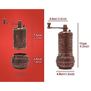 Küchengeräte Decorative Black Pepper & Coffee Grinder Refillable Turkish Spice Mill with Adjustable Coarseness - Manual Pepper Mill with Handle - Spice Grinder Metal with Hand Crank - Best Gift Idea