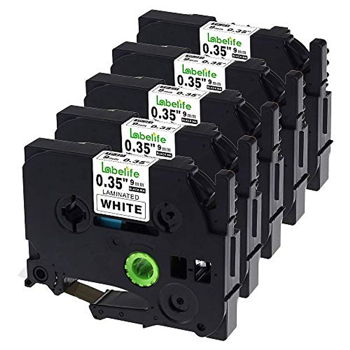 Compatible Label Tape Replacement for Brother Ptouch 9mm TZe-221 Label Tape Bundle with Replace 6mm TZe-211 Label Tapes, Black on White, 9-Pack