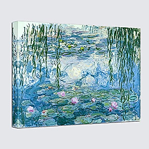 Wieco Art Water Lilies Floral Canvas Prints Wall Art by Claude Monet Famous Oil Paintings Flowers Reproduction for Kitchen Bedroom Bathroom Home Decor Modern Classic Landscape Pictures Giclee Artwork