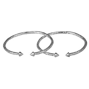 Better Jewelry Cone .925 Sterling Silver West Indian Bangles (Pair) (MADE IN USA)