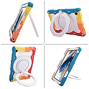 DETUOSI Galaxy Tab A8 10.5 Case with Rotate Stand & Shoulder Strap, Kids Friendly Shockproof Protective Case for Samsung Tab A8 10.5 inch 2022 (SM-X200/X205/X207), Red & Green