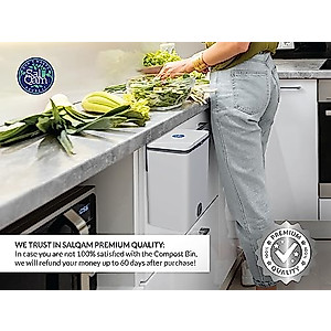 SALQAM Compost Bin for Kitchen - Lightweight & Stable Indoor Compost Bin - 10 L /2.4 Gallon Capacity - Removable Inner Bucket Kitchen Compost Bucket