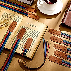 10 Pieces Christian Leather Bookmark Gifts Bible Bookmark Bible Verse Inspirational Bookmarks Artificial Leather Multi Page Marker with 5 Colorful Ribbons for Men Women Book Lovers Readers