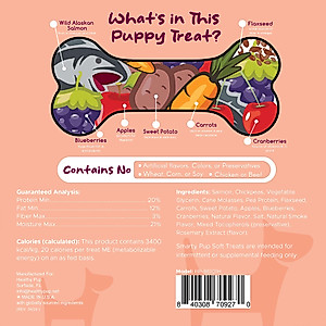 Smarty Pup Salmon Jerky - 5 oz of Fruit, Veggies, and Salmon Dog Treats – Puppy Jerky Made with Apples, Carrots, Sweet Potato, Wild Alaskan Salmon, Blueberries, Cranberries, and More