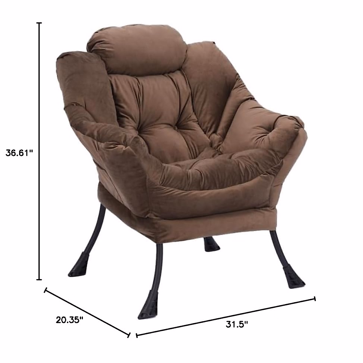 TURRIDU Lazy Chair with Ottoman,Modern Lounge Chair Accent Chair with Armrests and a Side Pocket,Leisure Sofa Chair Reading Chair for Living Room,Bedroom,Dorm,Office,Brown