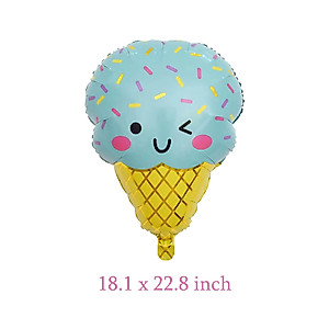 6Pcs Ice Cream Balloons Set Large Ice Cream Party Decorations Foil Mylar Balloons for Ice Cream Summer Hawaii Luau Birthday Baby Shower Party Decorations Supplies