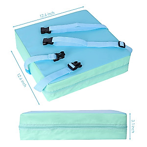 Toddler Booster Seat for Dining Table, Double Safe Adjustable Straps Portable Booster Seat Dining Table, PU Washable Kids Booster Seats, Portable Travel Increasing Cushion Booster Seat (Blue)