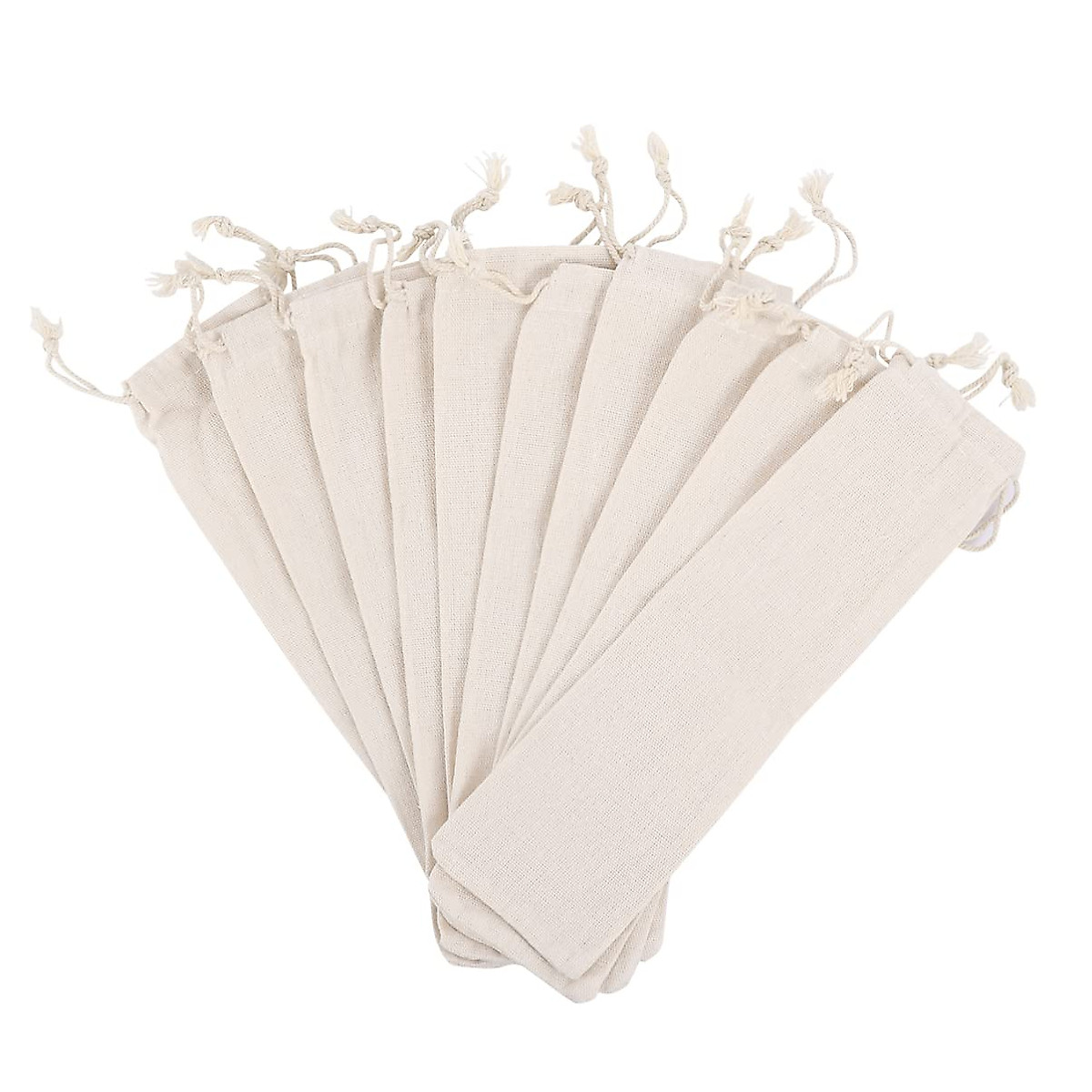 Hemoton Travel Straw 20pcs Straw Travel Carrying Case Cotton and Linen Pouch Bag Portable Travel Cutlery Bag for Stainless Steel Drinking Straws Cutlery Fork Spoon Storage Reusable Straw Bag