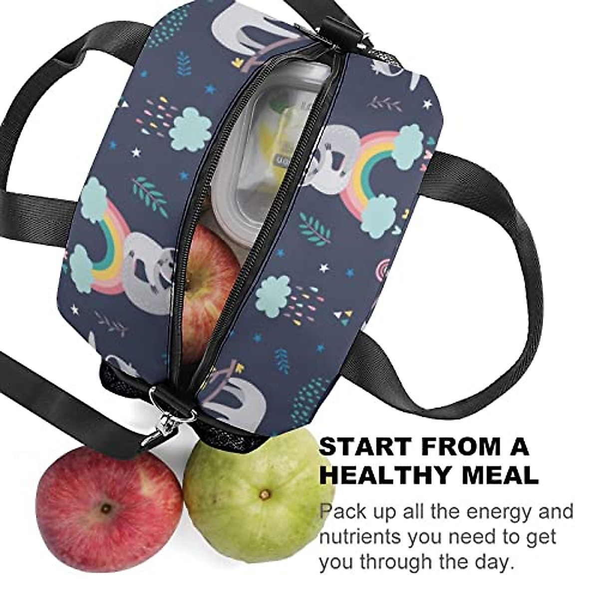 Cute Sloths Lunch Bag for Women Men, Portable Insulated Lunch Box, Lunch Tote Bag for Work Outdoor