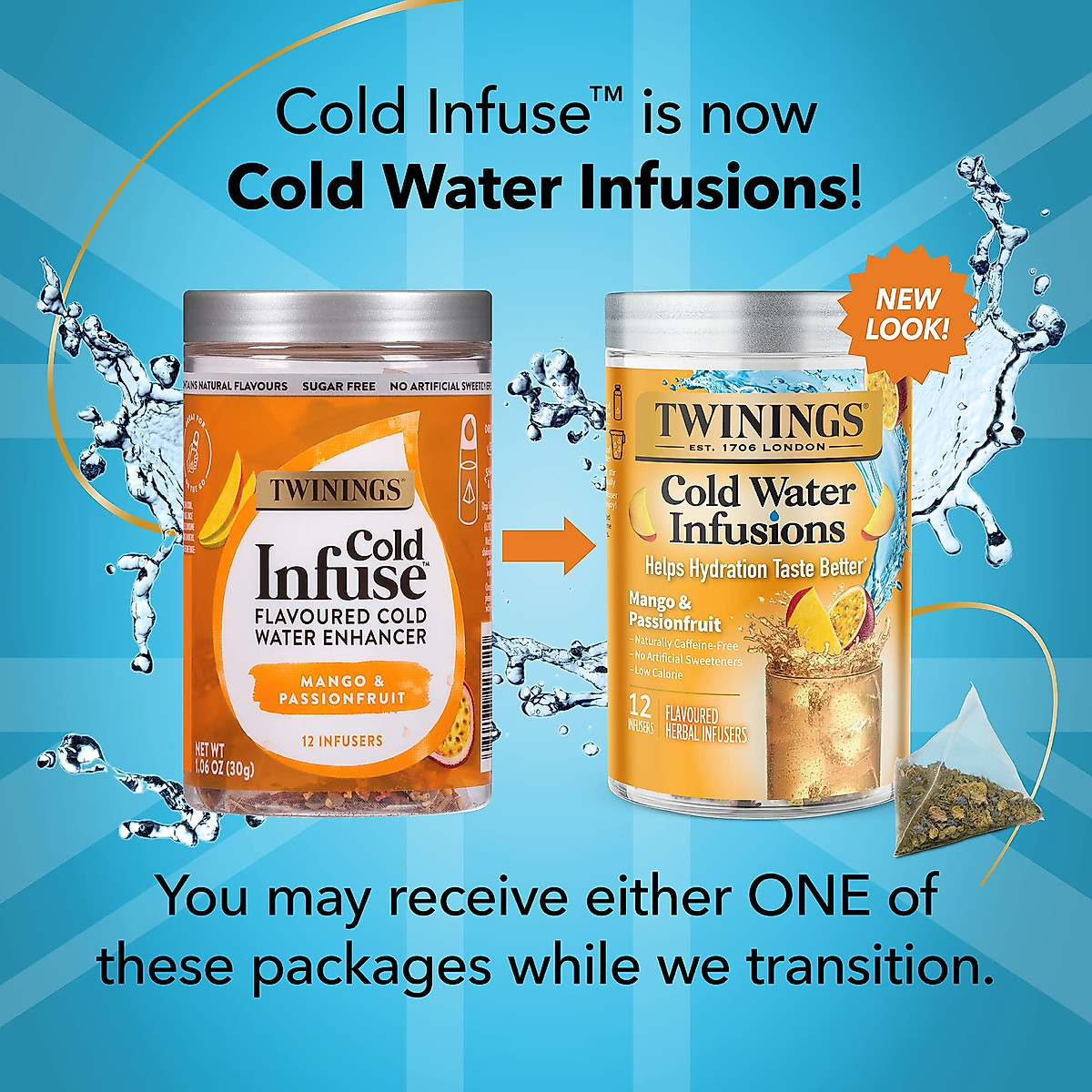 Twinings Cold Water Infusions Flavored Water Enhancer, Mango & Passionfruit, 12 Infusers 12 Count (Pack of 6)