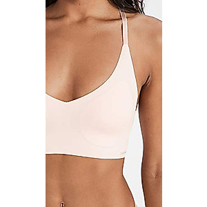 Calvin Klein Invisibles Comfort Lightly Lined Seamless Wireless Triangle Bralette Bra, Nymph's Thigh Lace Racerback, Small