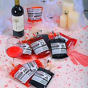 meowtastic Blood Bags for Drinks for Halloween Party Decorations, Reusable Halloween Blood Bag Drink Pouches with Syringe, IV Bags for Drinks, Vampire Nurse Graduation Decoration Supplies, Pack of 10