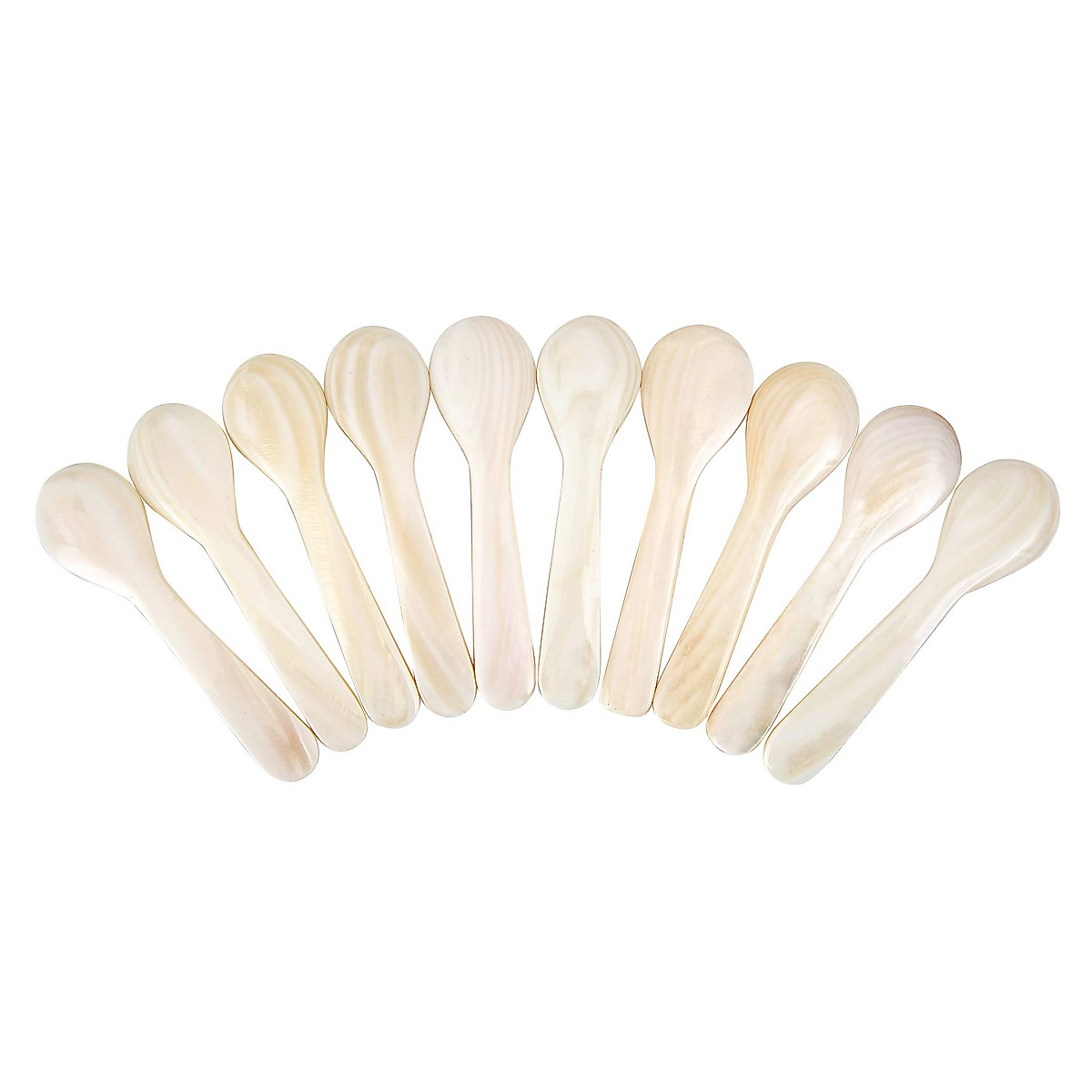 DUEBEL Set of 10 White Mother of Pearl 3.55′′ Caviar Spoons for Caviar, Egg, Coffee Serving (White, 9cmx2.4cm)