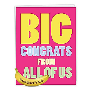 NobleWorks - Jumbo Congratulations Greeting Card (8.5 x 11 Inch) - Group Congrats Notecard from All of Us, Groups - Big Congrats From Us J3893CGG
