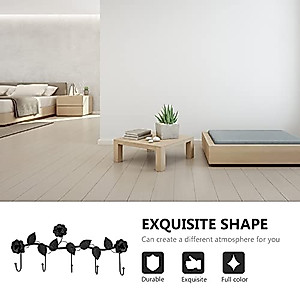 Zerodeko Iron Art Wall Hook Door Back Hook Storage Rack Rose Flower Hook Towel Hook Holders Wall Mounted Hanger Coat Rail Rack Hat Hooks Organizer Black Coat Hook Rack