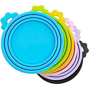 IVIA PET Food Can covers | 6 Pack Silicone Can Lids for Dog and Cat Food | Universal BPA Free | One Can Cap Fit Most Standard Size Canned Dog Cat Food