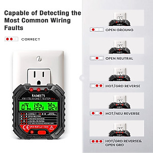 KAIWEETS Non-Contact Voltage Tester with Dual Range AC 12V-1000V & GFCI Tester